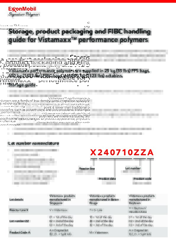 Storage, product packaging and FIBC handling guide for Vistamaxx ...