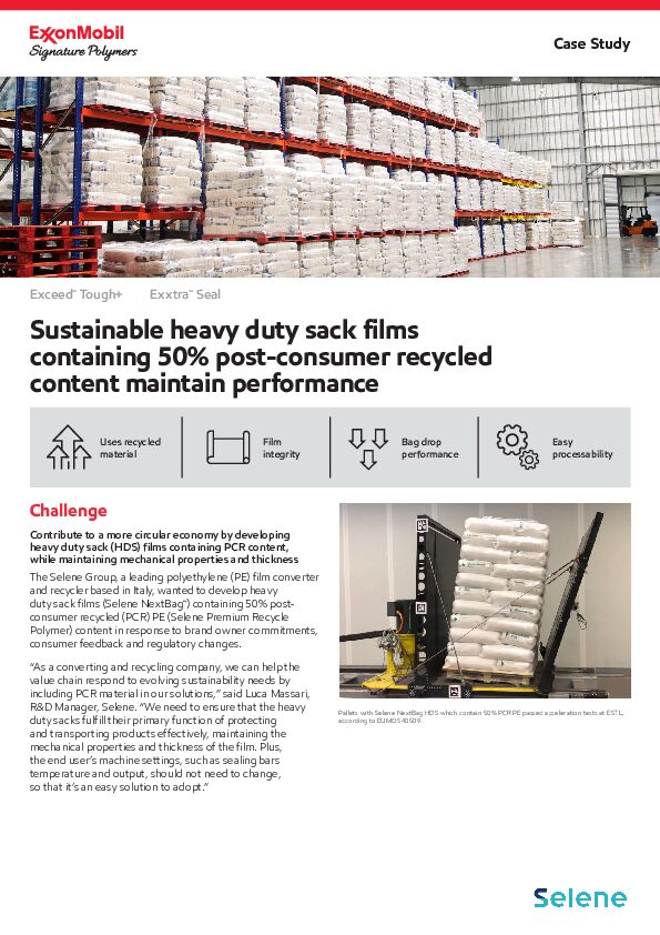 Case study: Sustainable heavy duty sack films containing 50% post ...